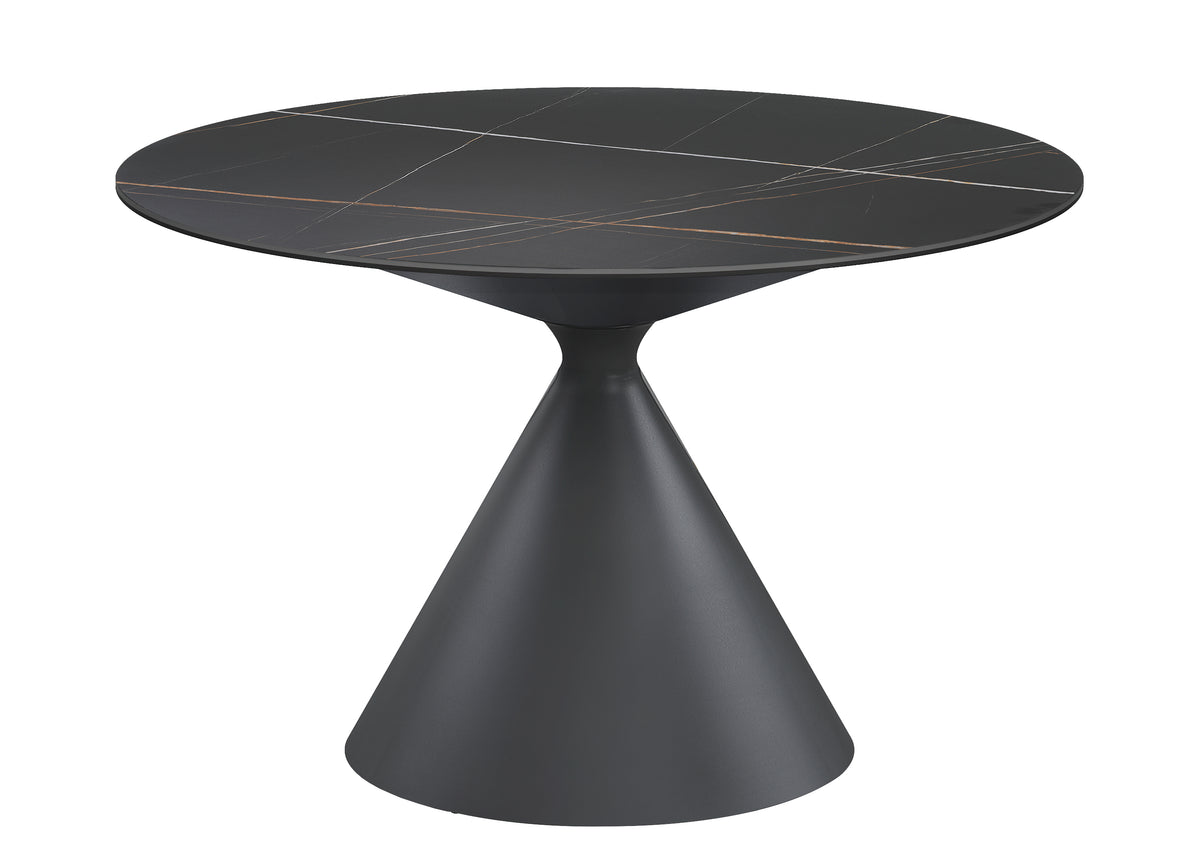 Contemporary Ceramic Top Table w/ Cone Shaped Base DAPHNE-DT-BLK — A&M ...