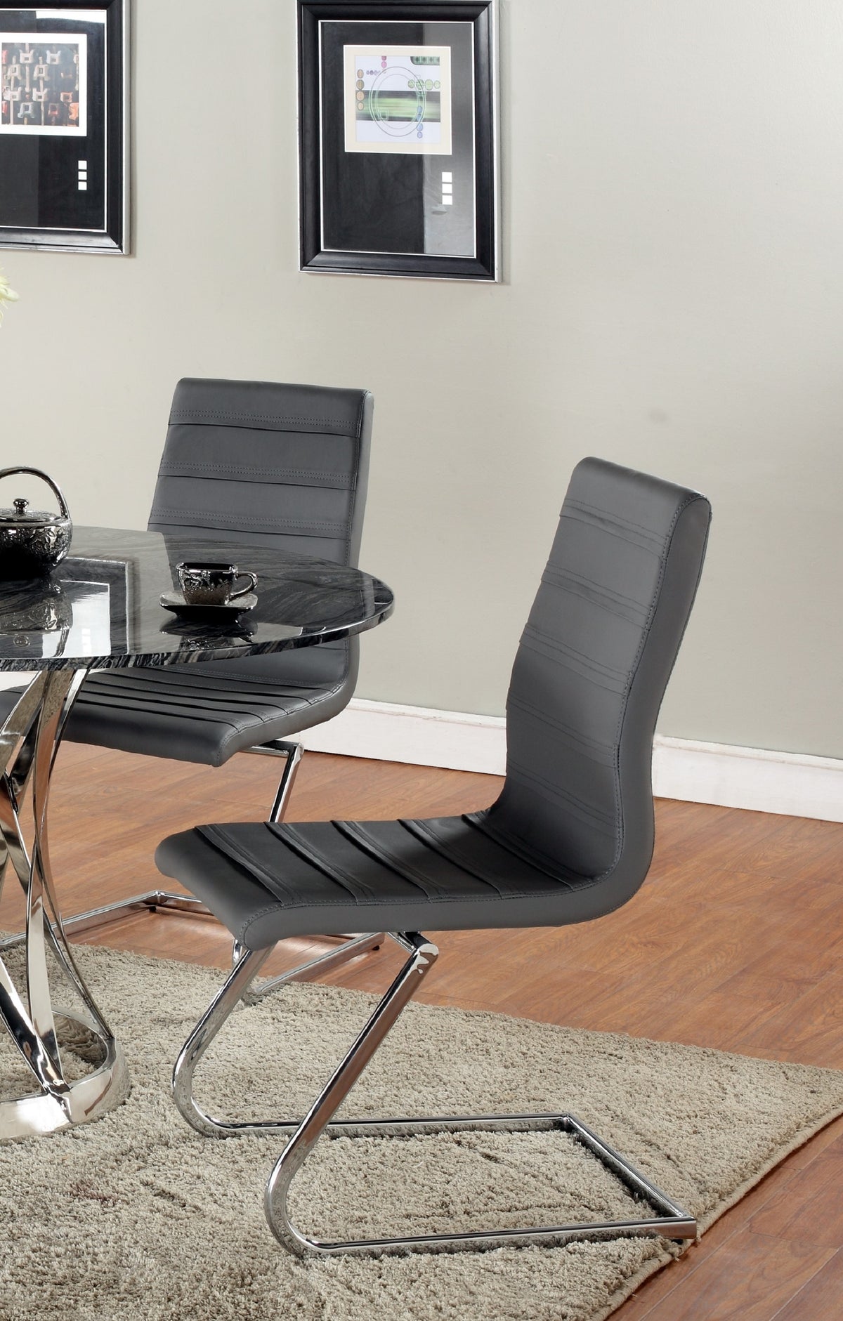 Dining Set w/ Marble Top Table & 4 Cantilever Chairs JANET-5 PCS — A&M ...